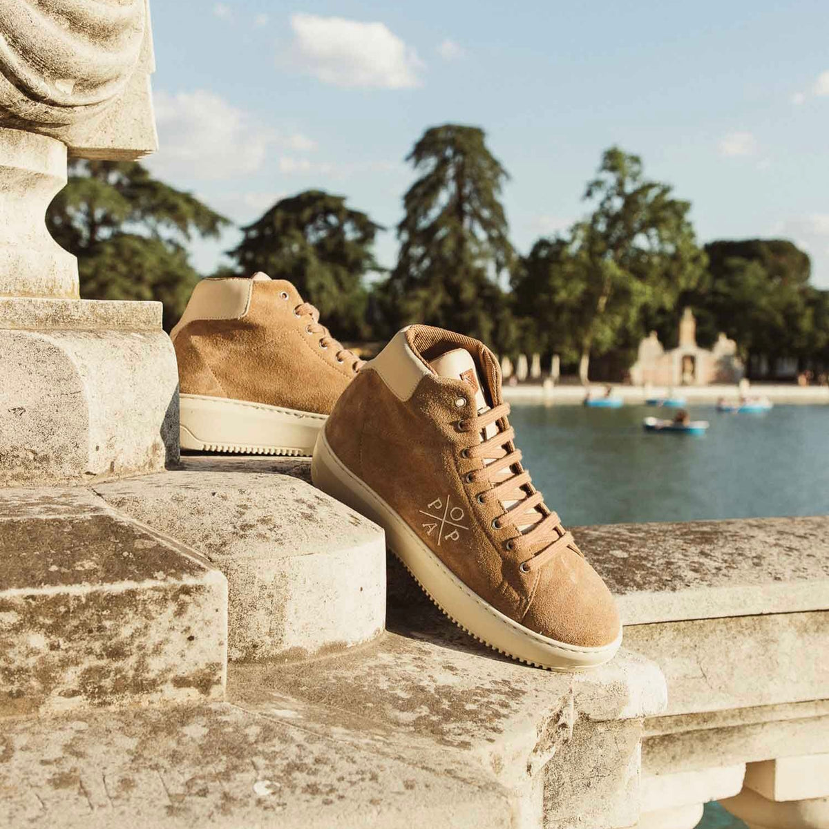 POPA Beige Suede Ankle Sneakers – Doppio Shoes